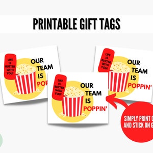 PRINTABLE Our Team is Poppin Gift Tags Popcorn Appreciation for ...