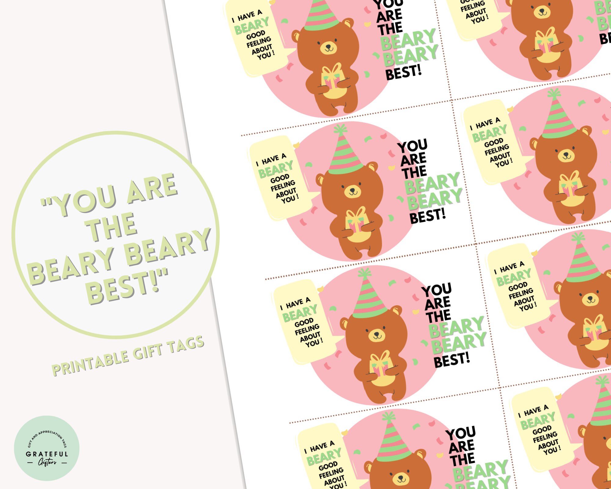 You Are the Beary Beary Best Gift Tags Gummy Bear Gift Tags for ...