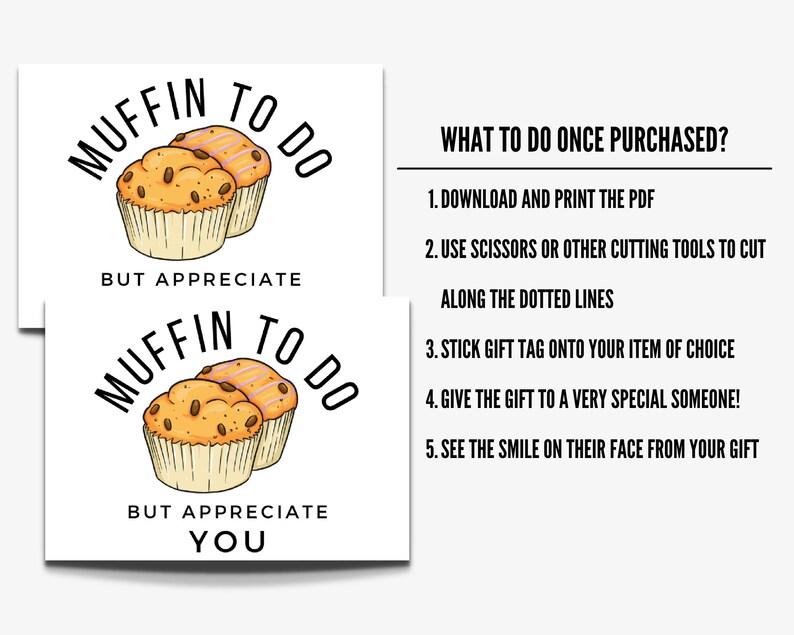 Thank You Gift Tags, Muffin to Do but Appreciate You, Appreciation ...