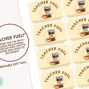 Teacher Fuel Printable Gift Tags Gifts for Teachers School Appreciation ...