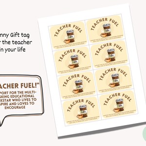 Teacher Fuel Printable Gift Tags Gifts for Teachers School Appreciation ...