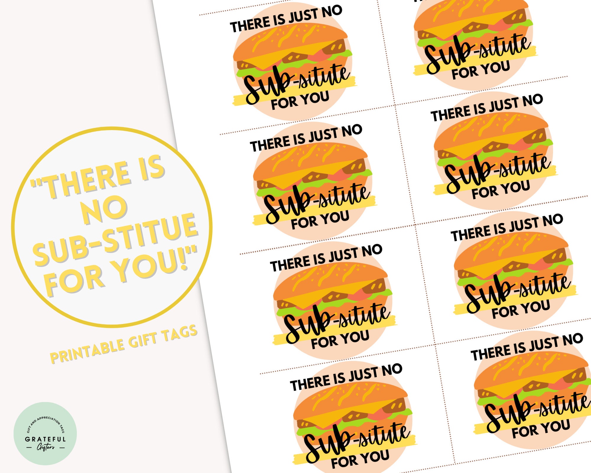 There is Just No Sub-stitute for You Gift Tag Teacher Staff Employee ...