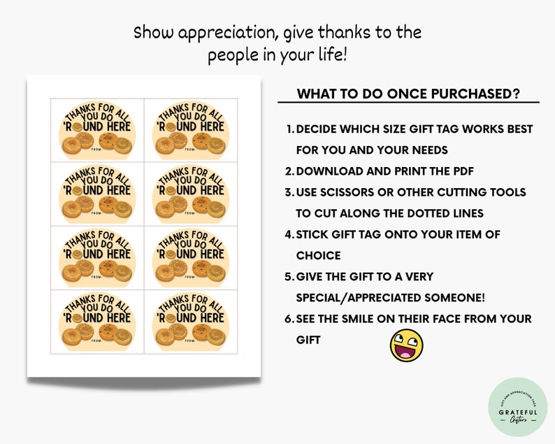 PRINTABLE Thanks for All You Do Round Here!, Gift Tags, Bagels for ...