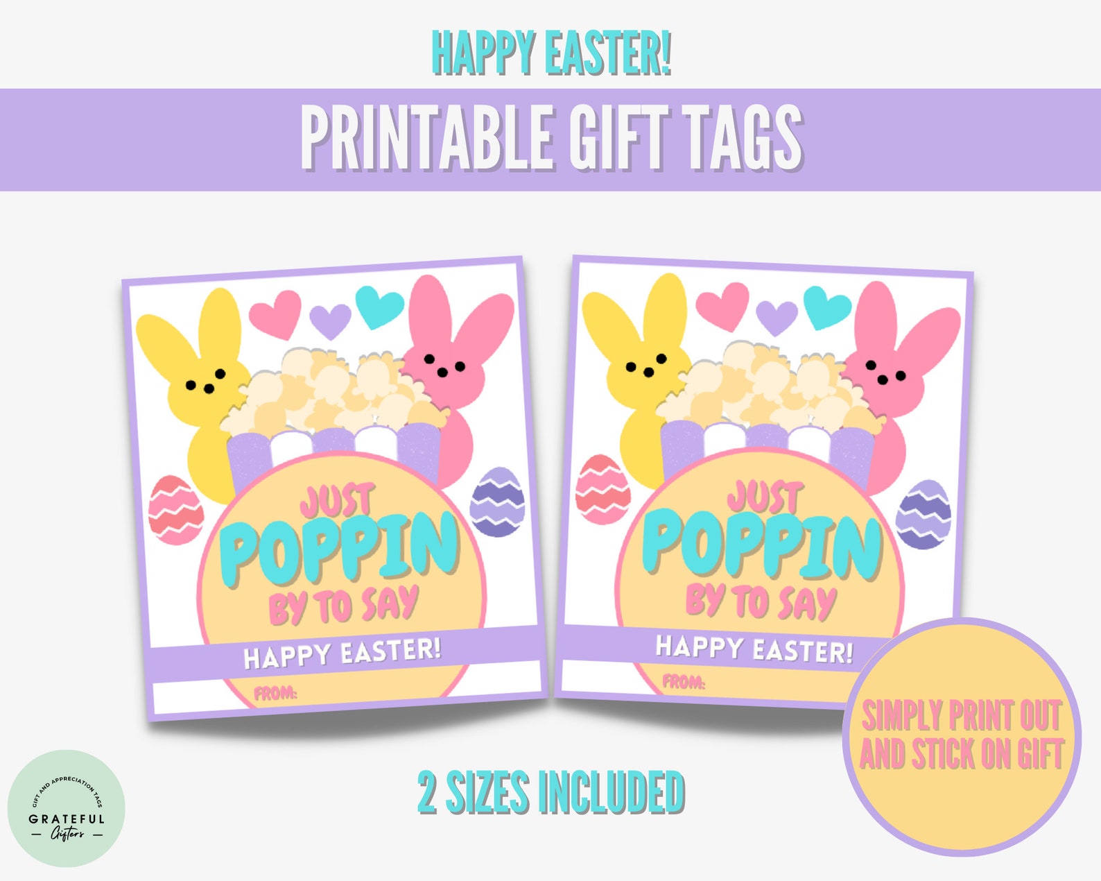 Just POPPIN' BY to Say Happy Easter Popcorn Tags Popcorn Gift Tags ...