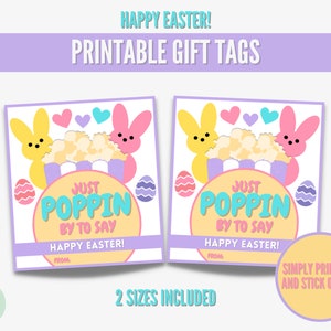 Just POPPIN' BY to Say Happy Easter Popcorn Tags Popcorn Gift Tags ...