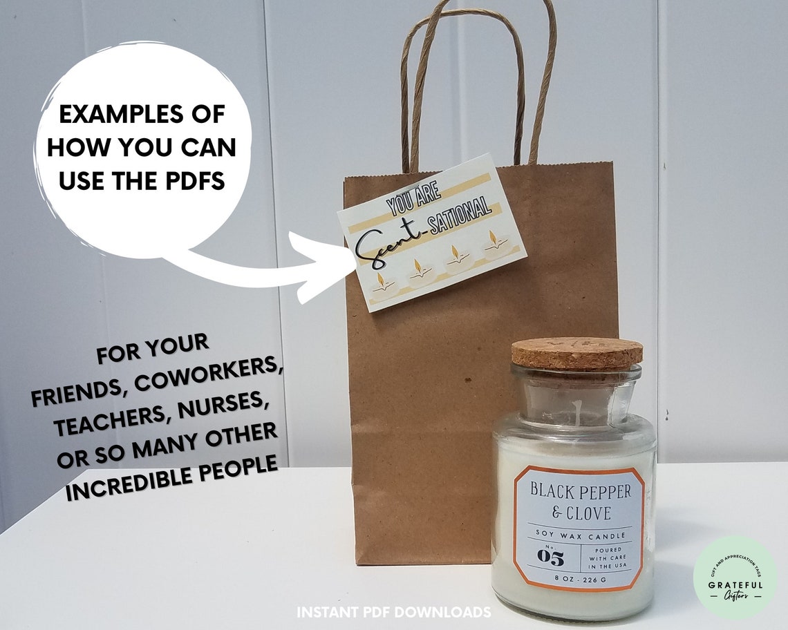 You Are Scent-sational Thank You Gift Tags Candle Gift Appreciation ...