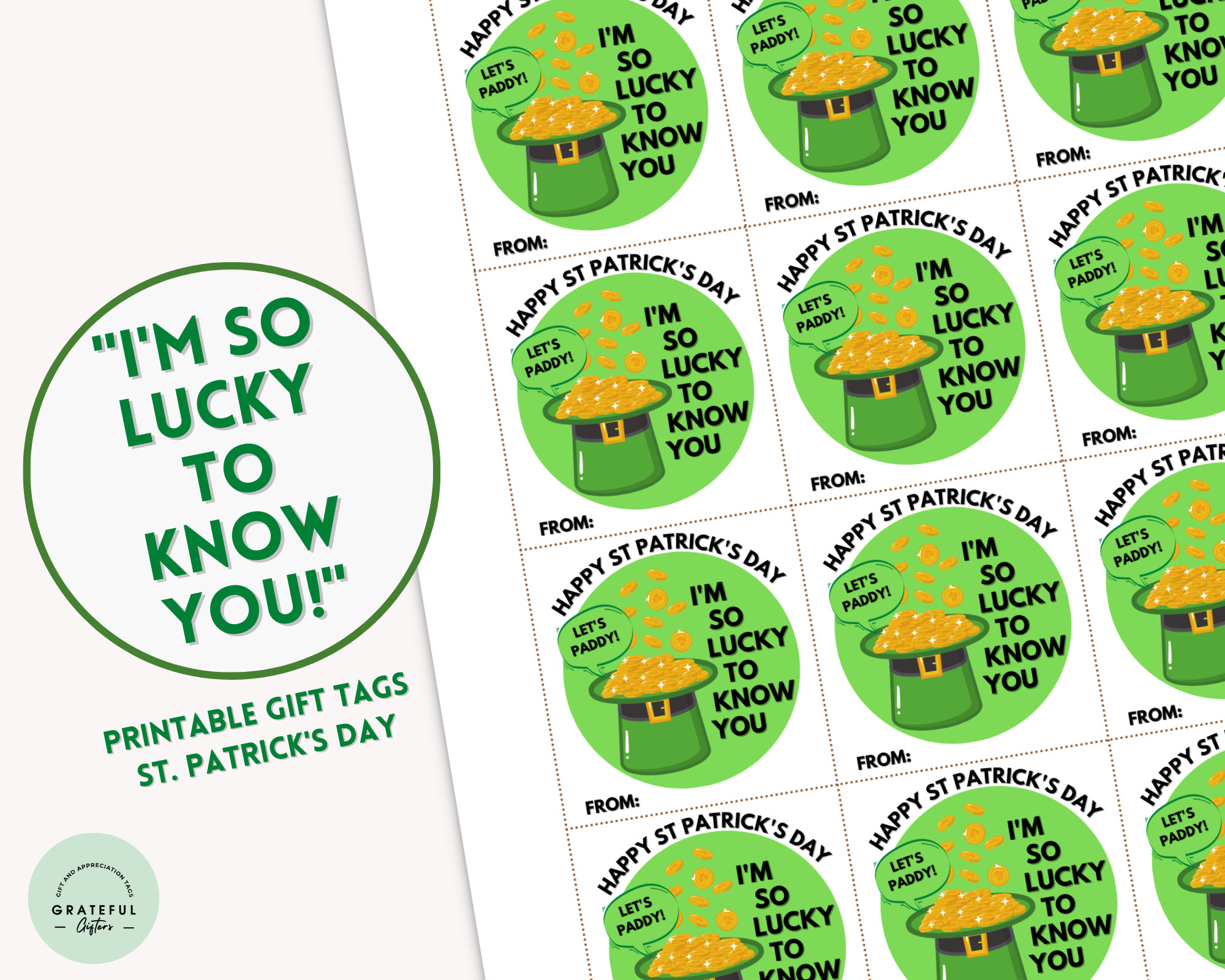 I'm so Lucky to Know You St. Patrick's Day Gift Tags St Patricks Day ...