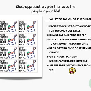 PRINTABLE We're Thankful for the ROLL You Play Appreciation Gift Tags ...