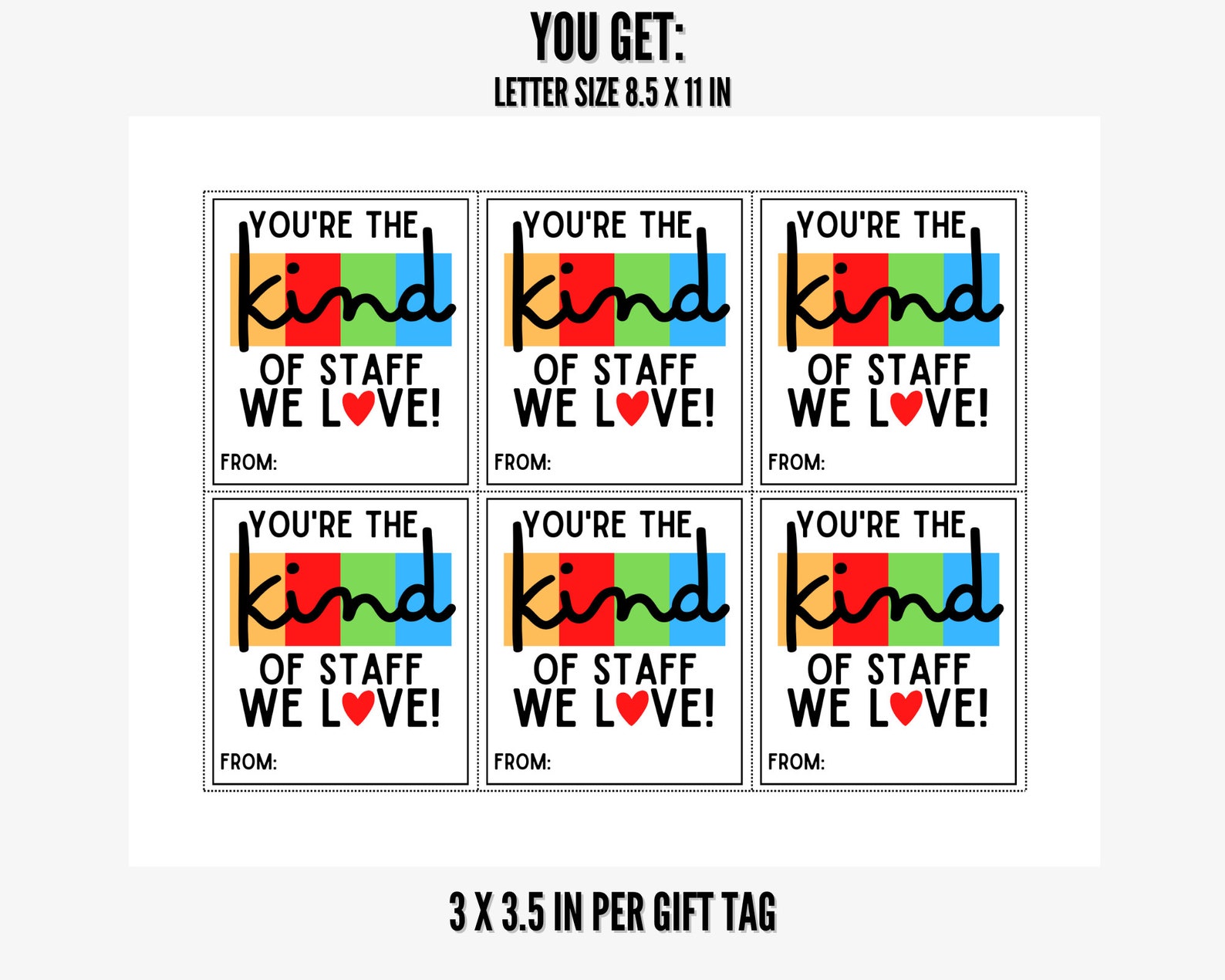 You're the Kind of Staff We Love Gift Tags Teacher Appreciation Be Kind ...