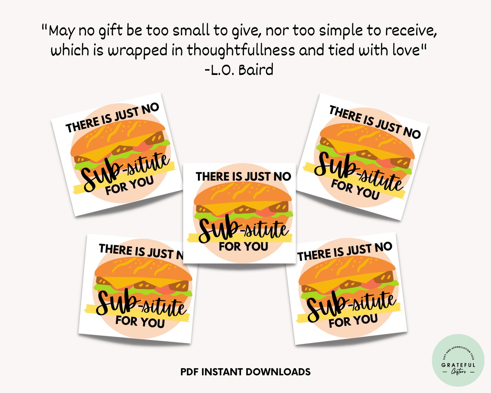 There is Just No Sub-stitute for You Gift Tag Teacher Staff Employee ...