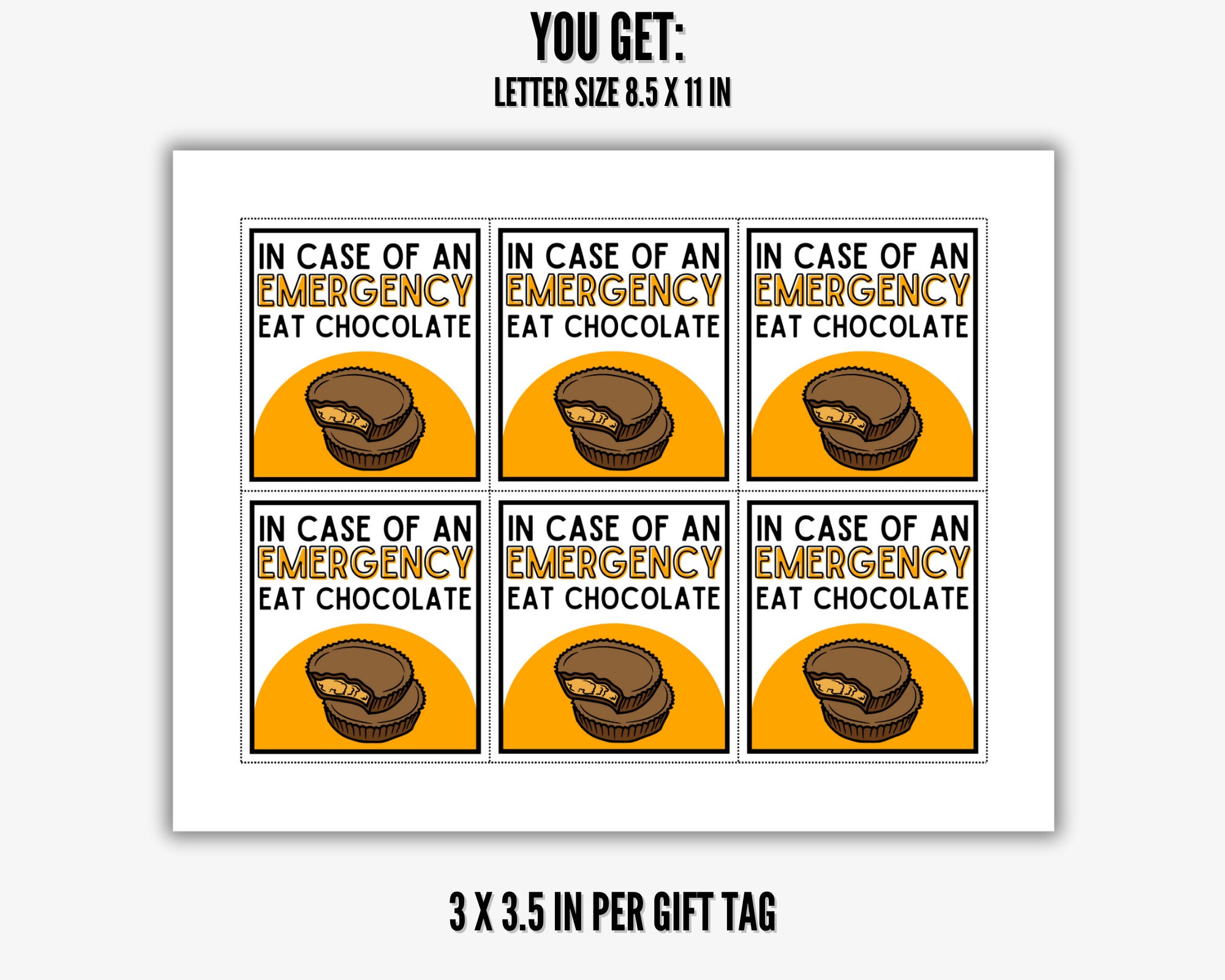 In Case of an Emergency Eat Chocolate Gift Tags for Chocolate Lovers ...