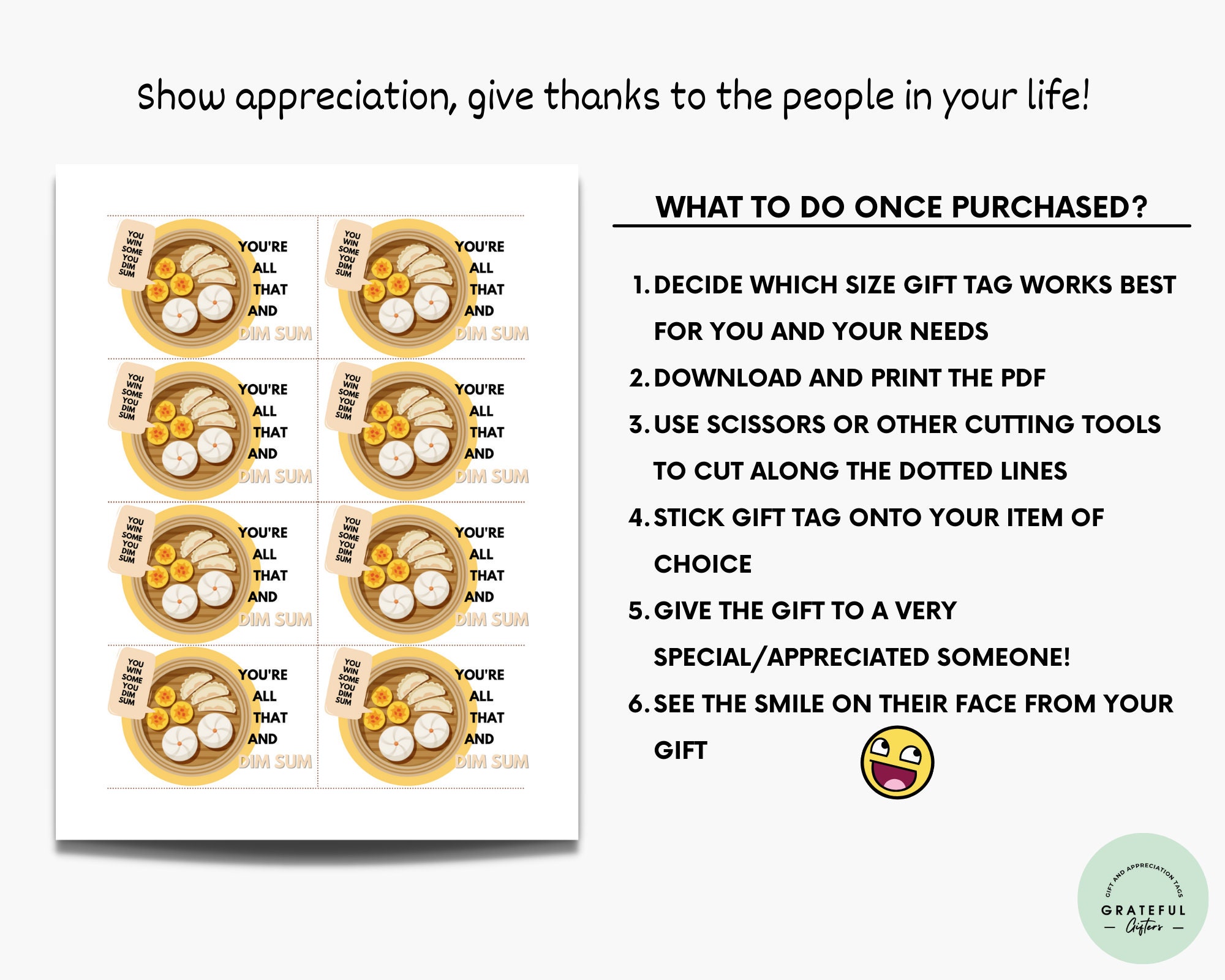 You're All That and Dim Sum Gift Tags Asian Food Gift Dim Sum Tags ...