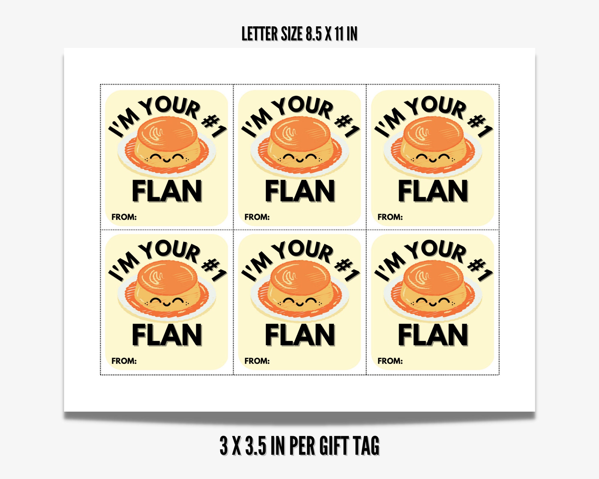 I'm Your #1 Flan Gift Tags Fun Appreciation for Teacher PDF Nurse Gift ...
