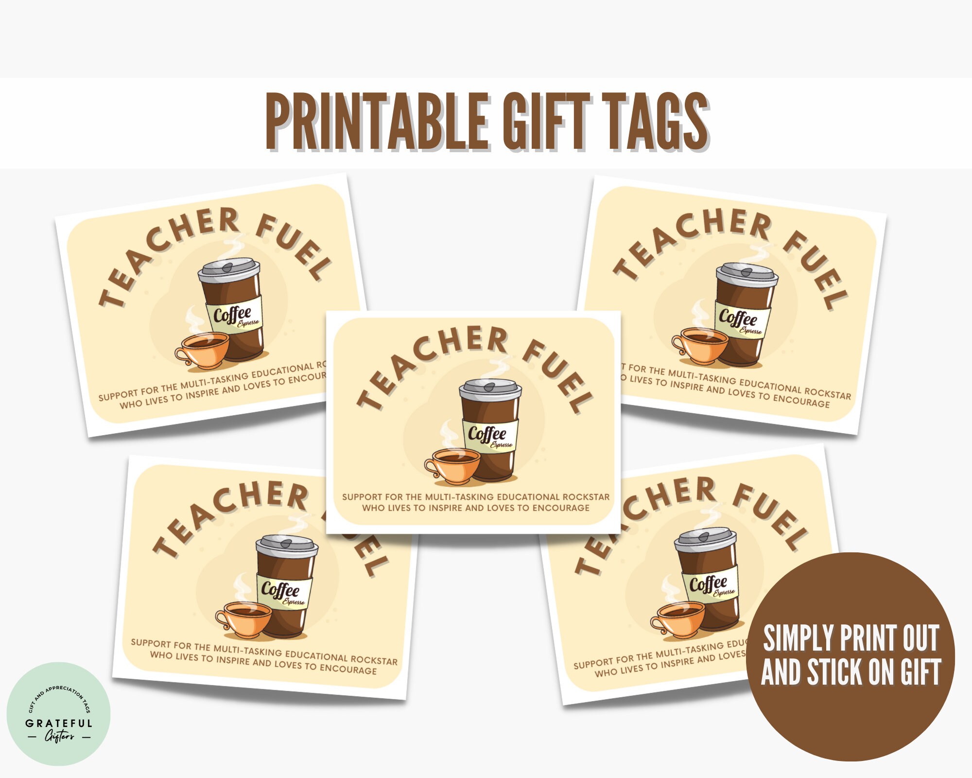 Teacher Fuel Printable Gift Tags Gifts for Teachers School Appreciation ...