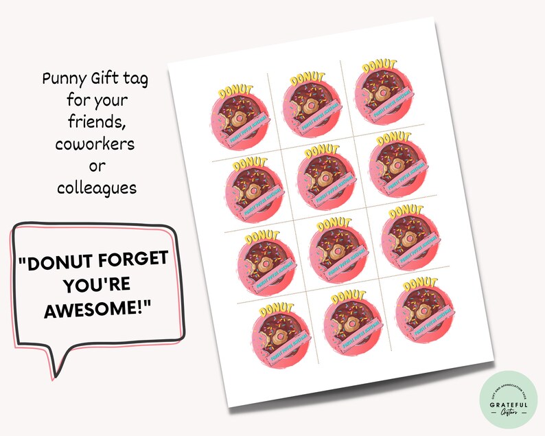 Donut Forget You're Awesome Thank You Tags Donut Appreciation Gift ...