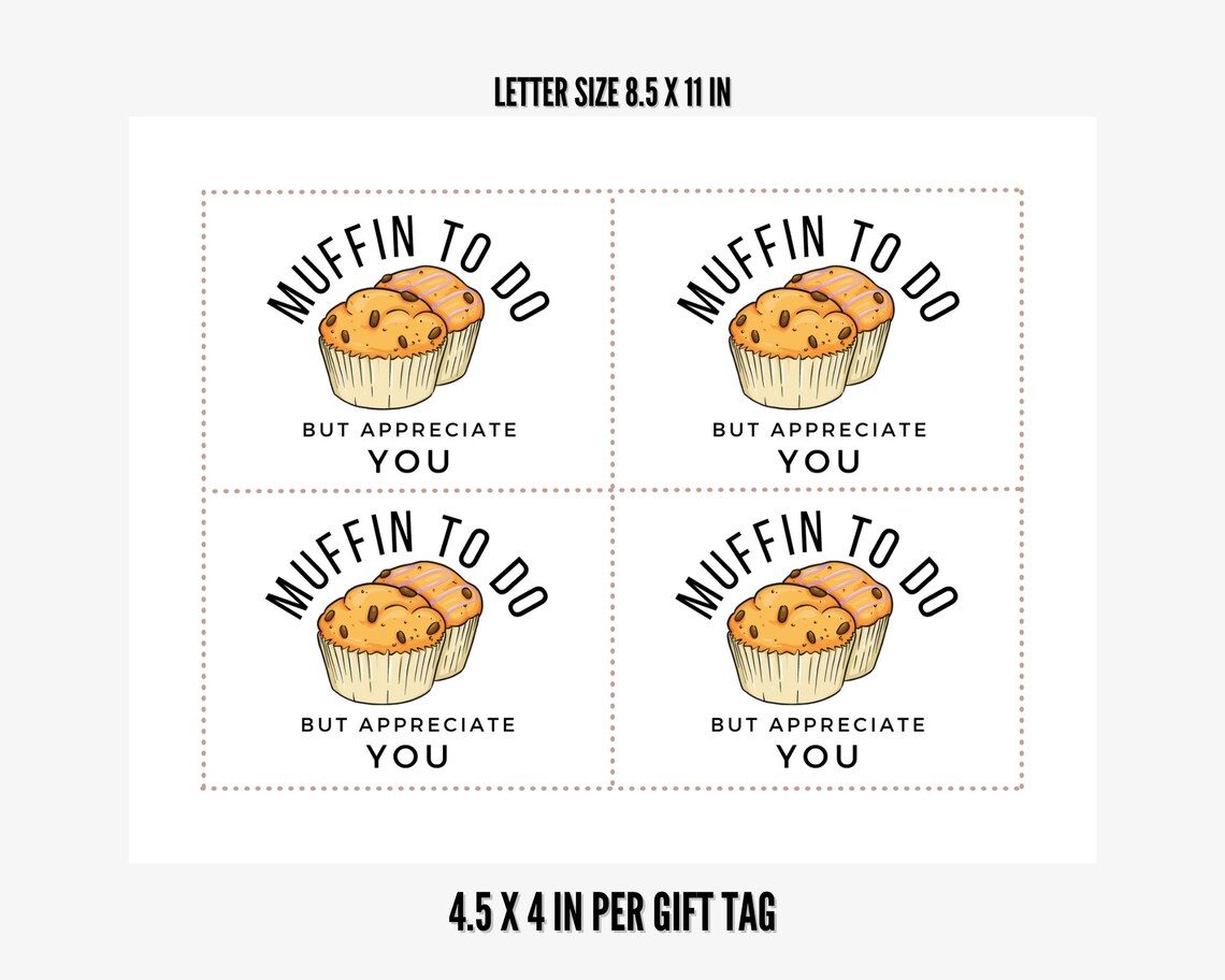 Thank You Gift Tags, Muffin to Do but Appreciate You, Appreciation ...
