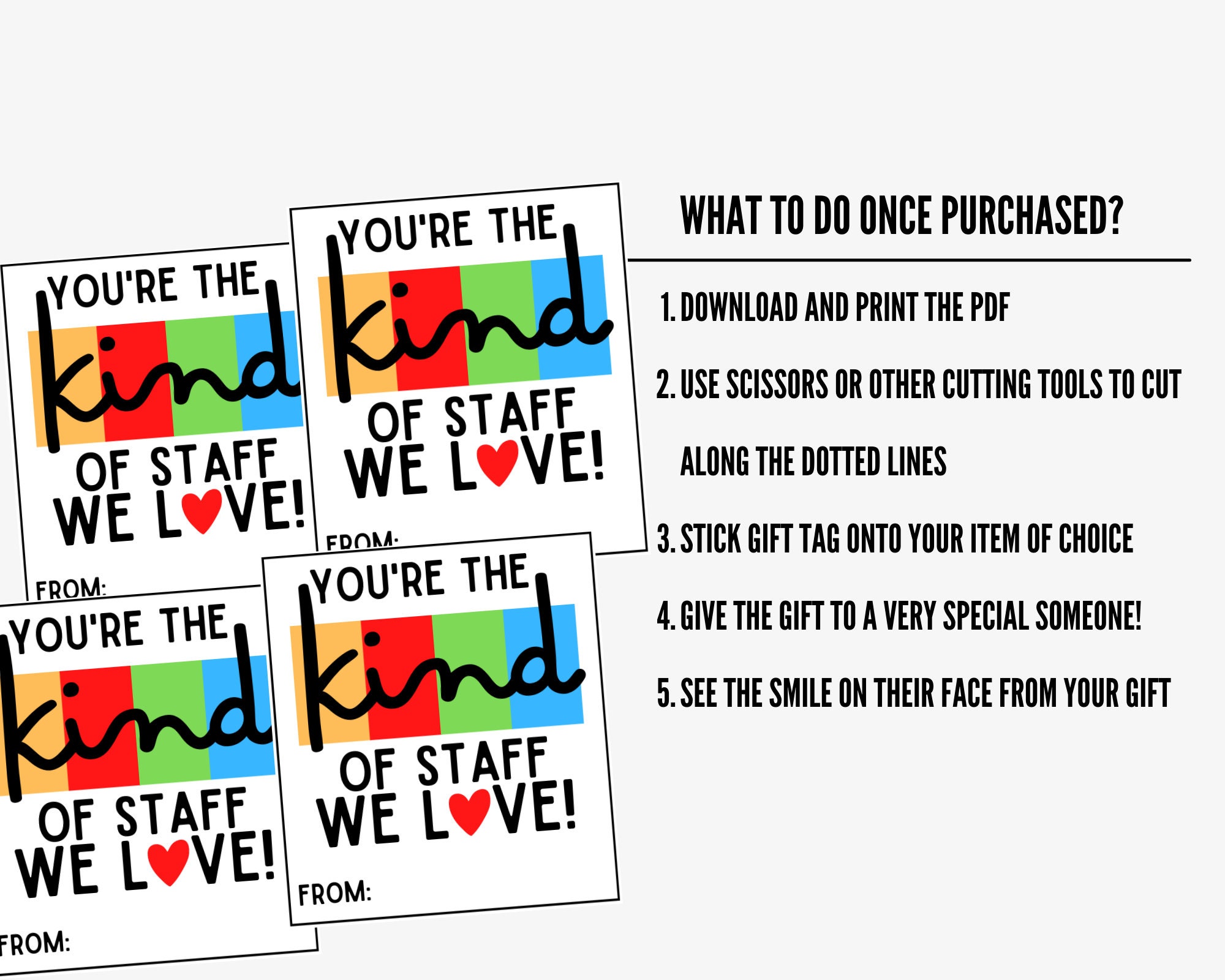You're the Kind of Staff We Love Gift Tags Teacher Appreciation Be Kind ...