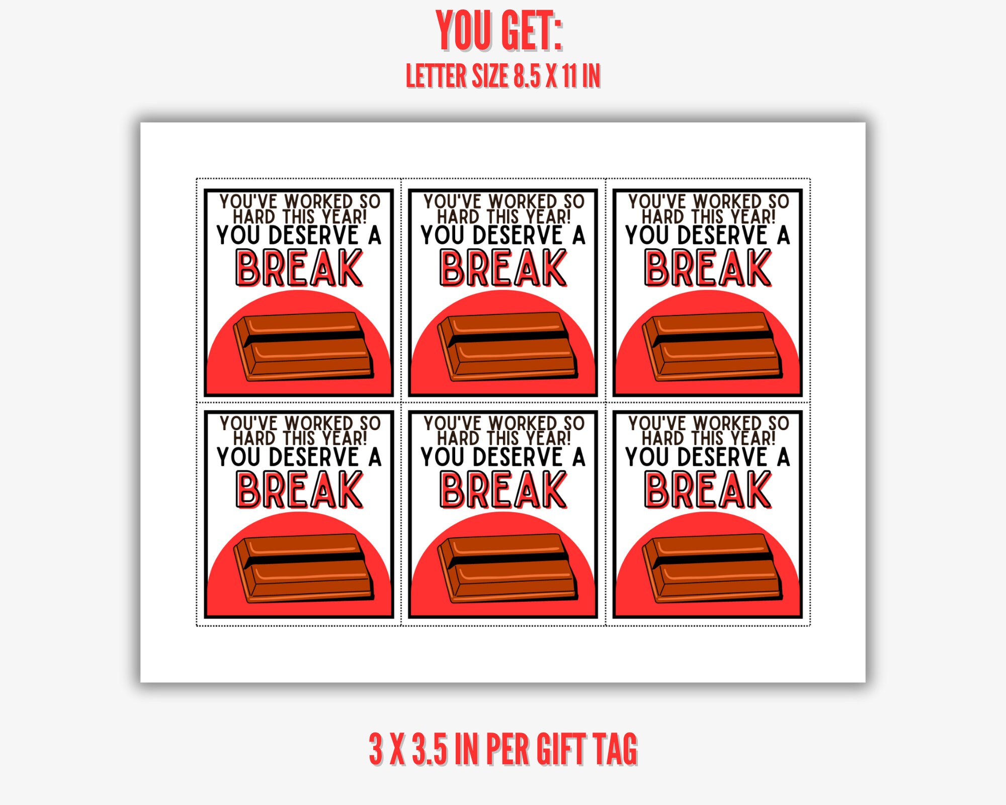 You've Worked Hard This Year You Deserve A Break Thank You Gift Tags ...
