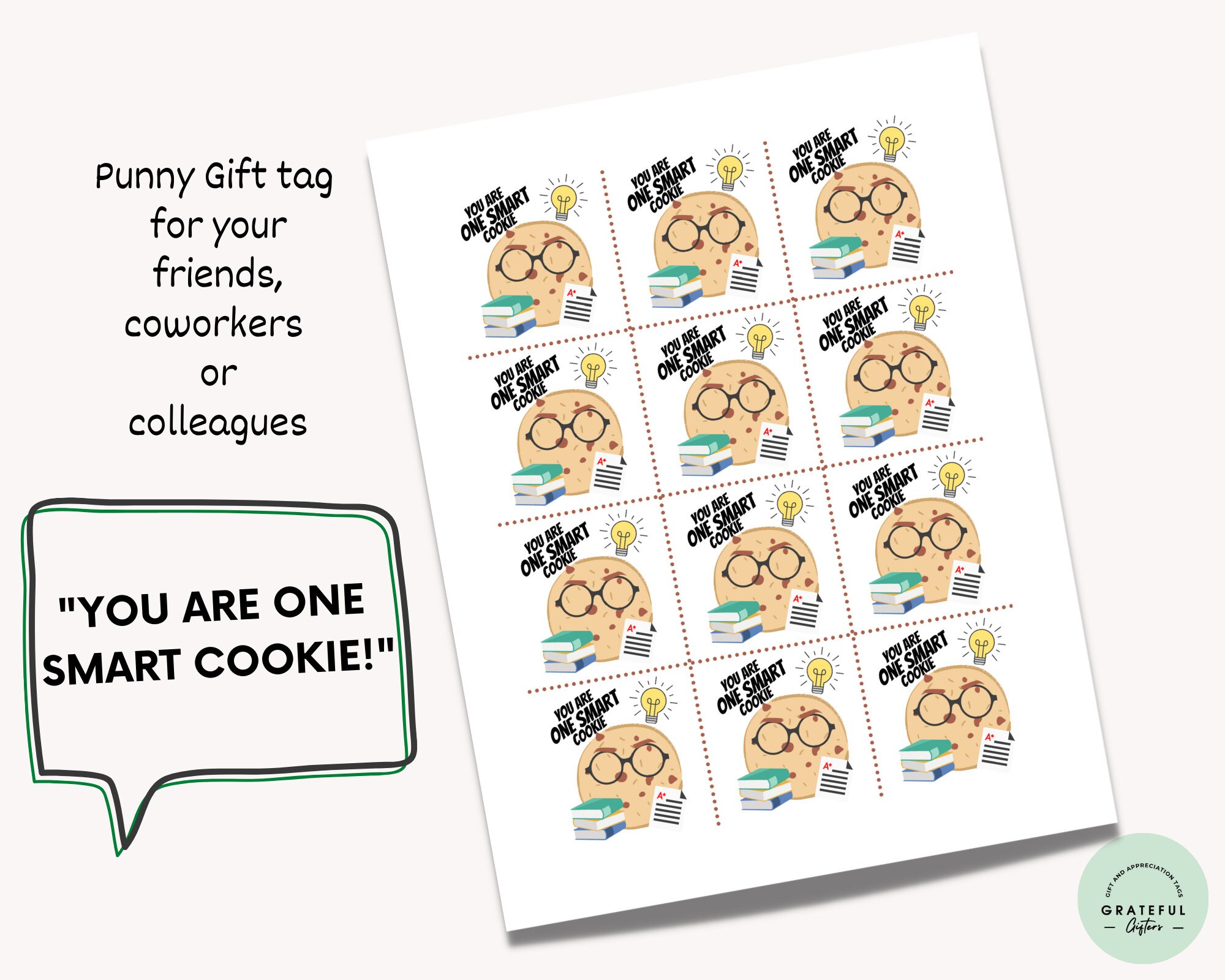 You Are One Smart Cookie Gift Tags for School Students Kids Printable ...
