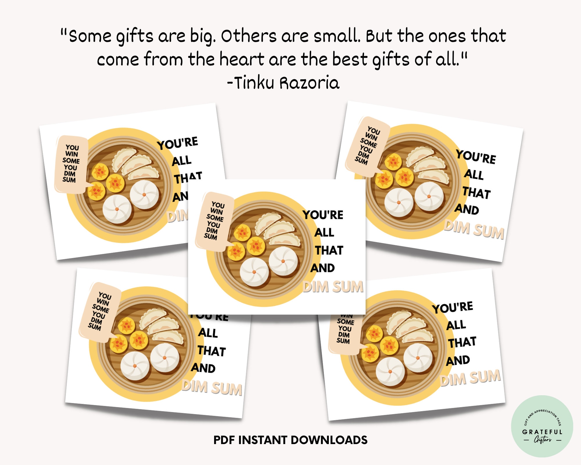 You're All That and Dim Sum Gift Tags Asian Food Gift Dim Sum Tags ...