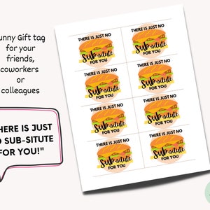 There is Just No Sub-stitute for You Gift Tag Teacher Staff Employee ...