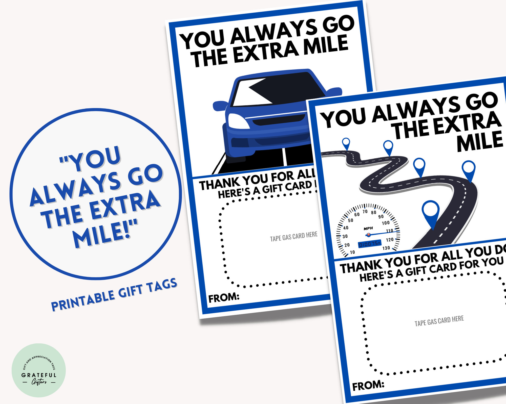 You Always Go the Extra Mile Thank You Gift Tags Gas Gift Card Staff ...