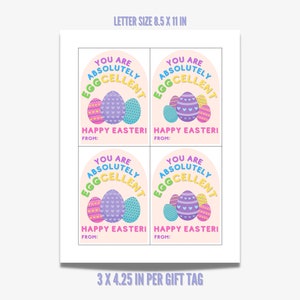 PRINTABLE You Are Absolutely Eggcellent Easter Egg Tags Easter Tags ...