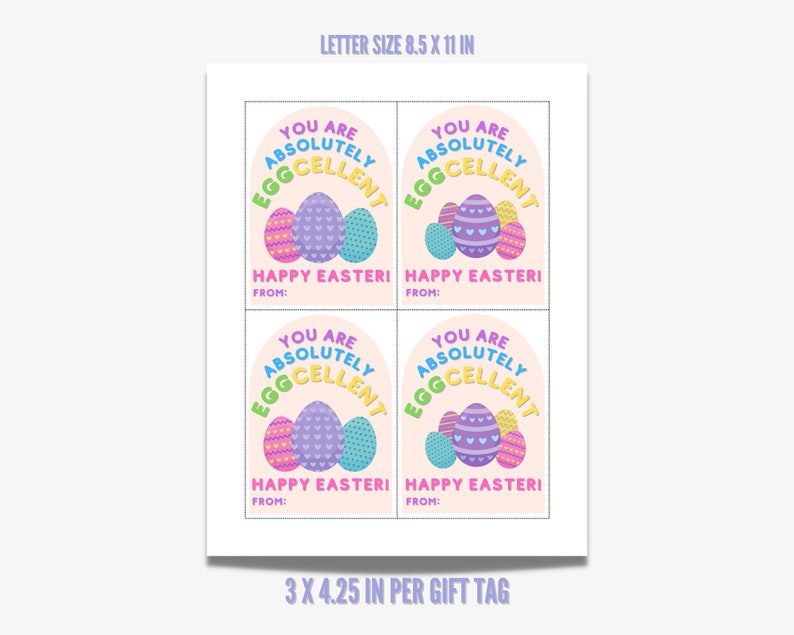 PRINTABLE You Are Absolutely Eggcellent Easter Egg Tags Easter Tags ...