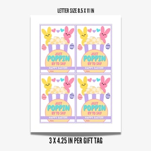 Just POPPIN' BY to Say Happy Easter Popcorn Tags Popcorn Gift Tags ...