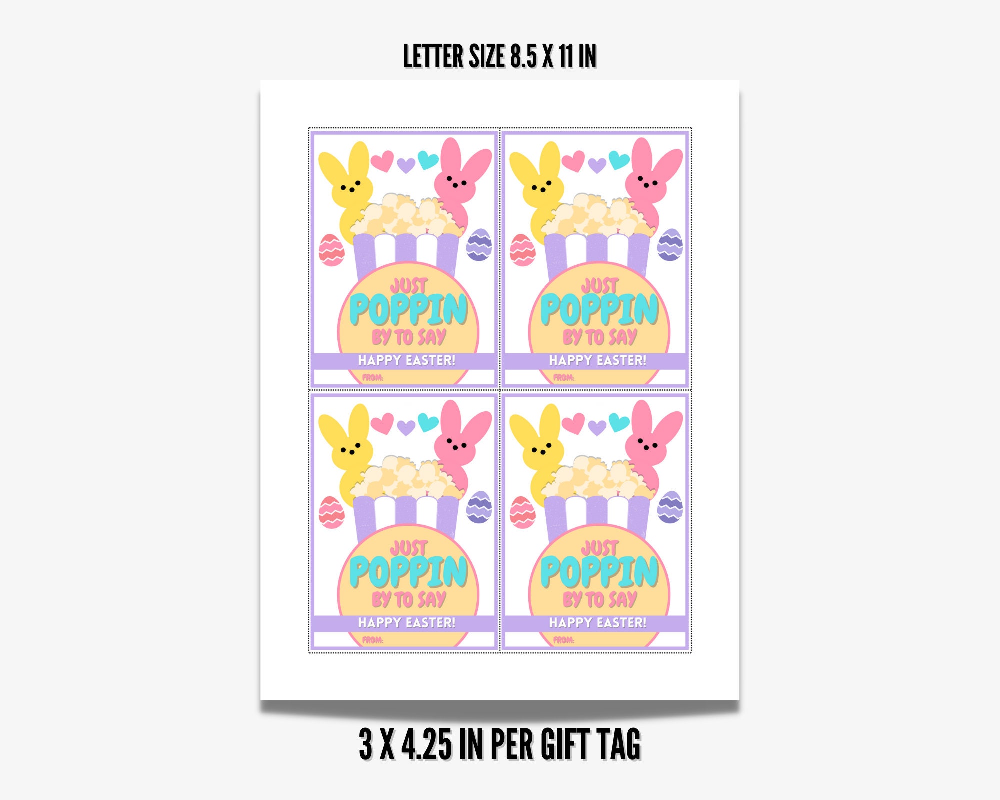 Just POPPIN' BY to Say Happy Easter Popcorn Tags Popcorn Gift Tags ...
