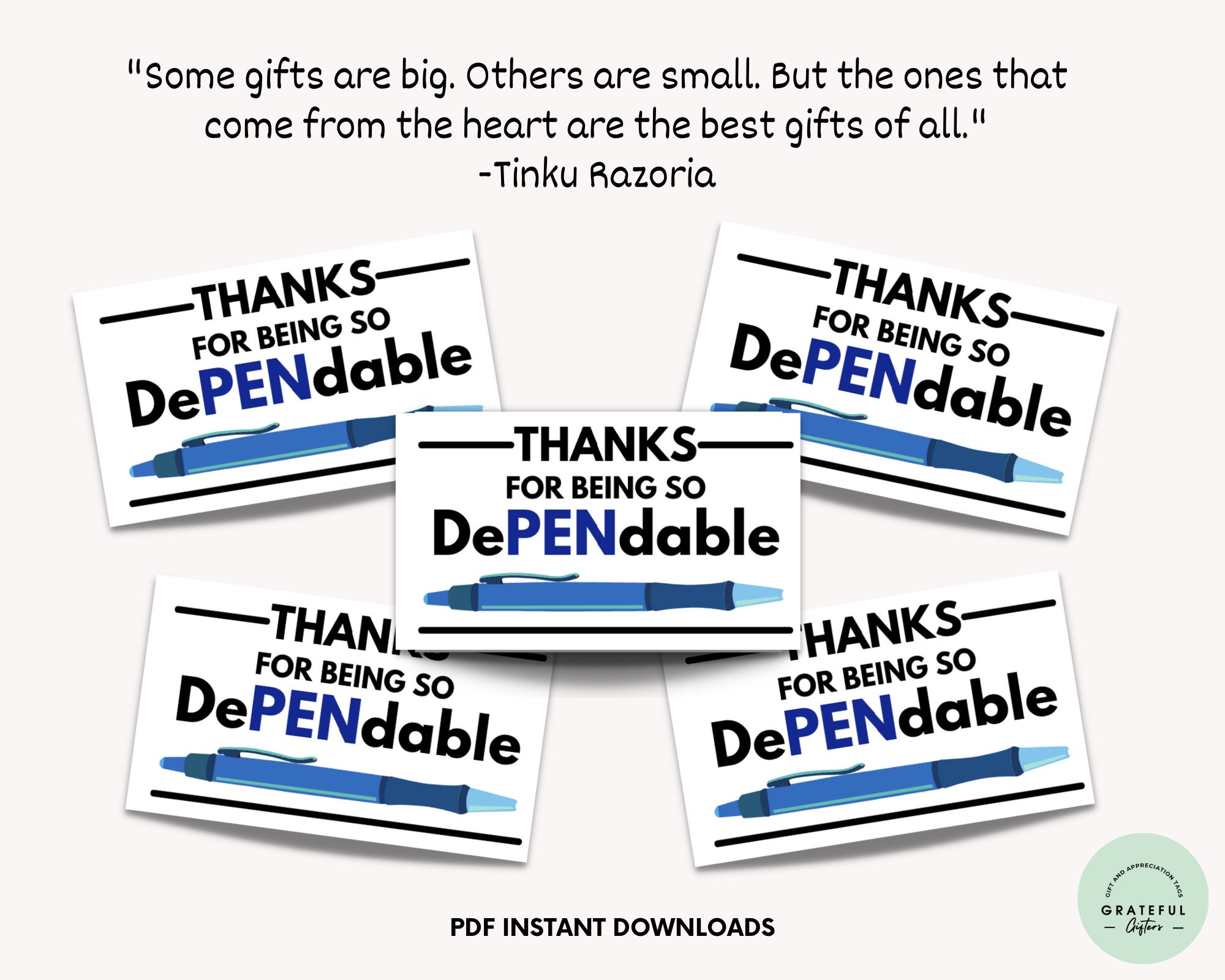 Thanks for Being so Dependable Thank You Gift Tags Appreciation for ...