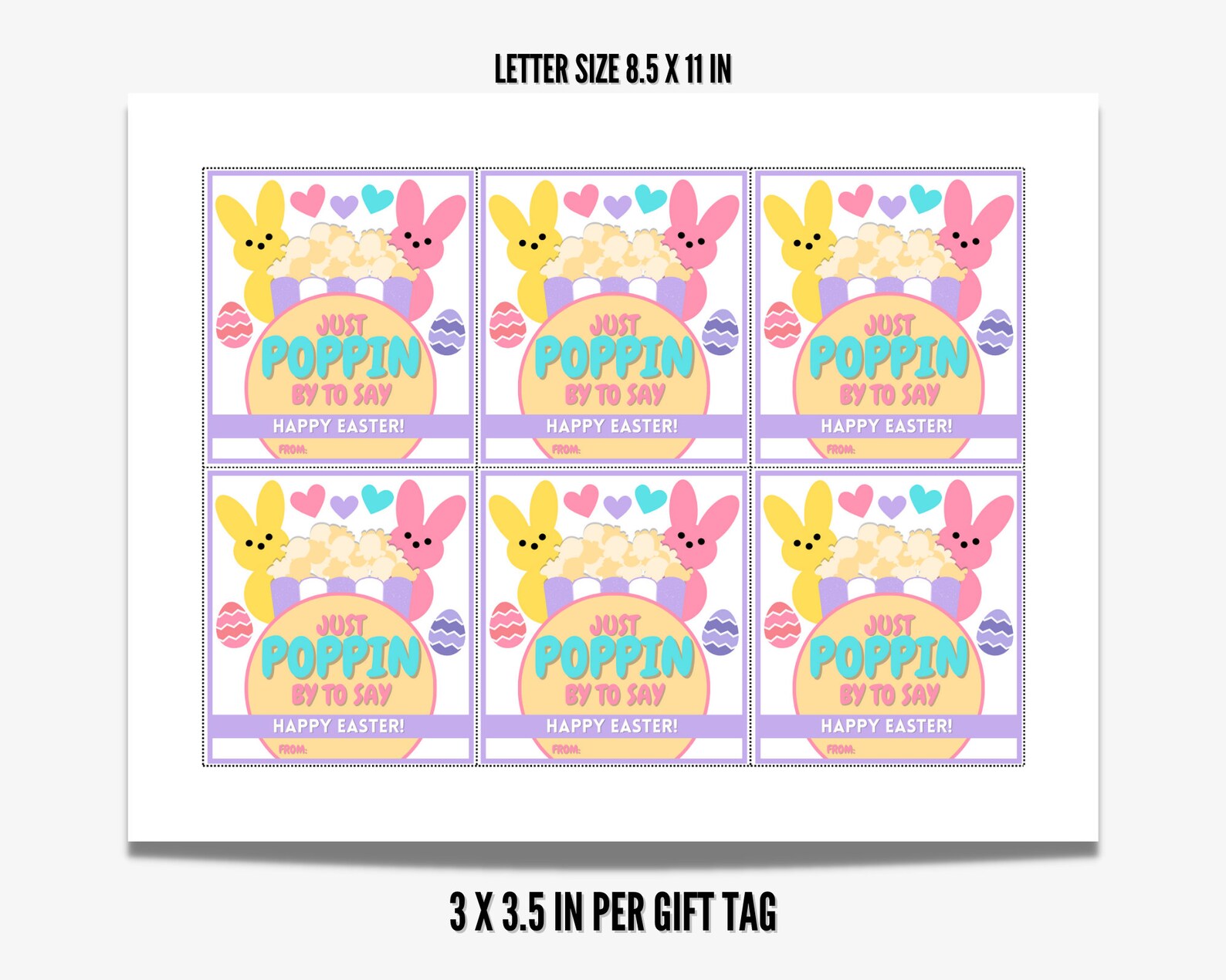 Just POPPIN' BY to Say Happy Easter Popcorn Tags Popcorn Gift Tags ...