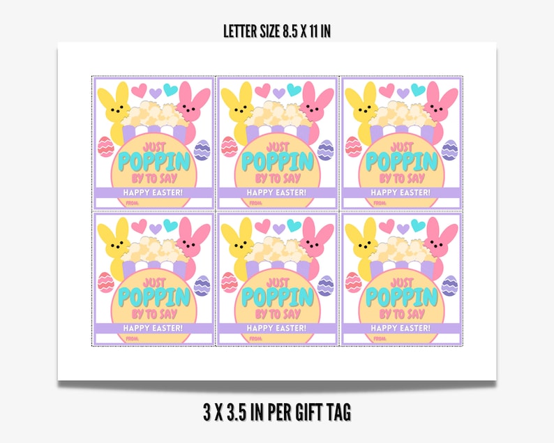 Just POPPIN' BY to Say Happy Easter Popcorn Tags Popcorn Gift Tags ...