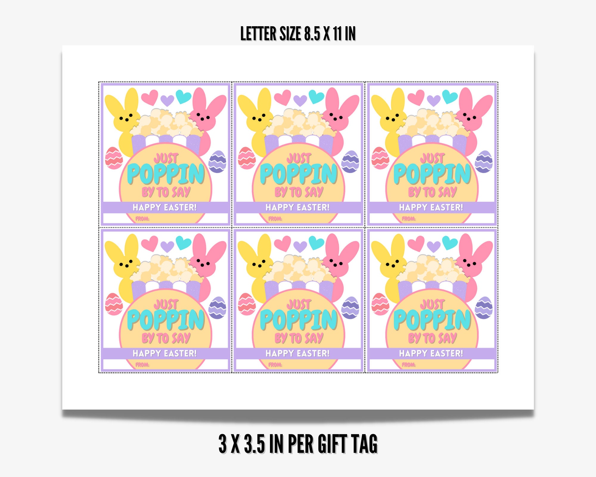 Just POPPIN' BY to Say Happy Easter Popcorn Tags Popcorn Gift Tags ...
