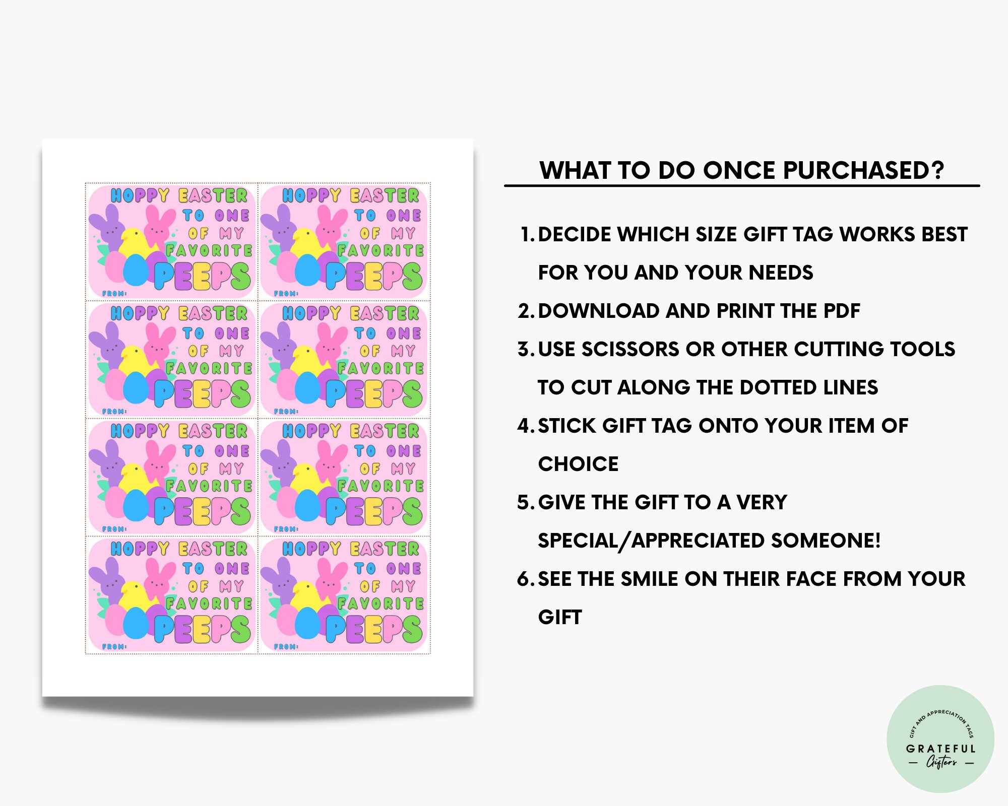 Easter Gift Tag, Hoppy Easter to One of My Favorite Peeps, Easter Gift ...