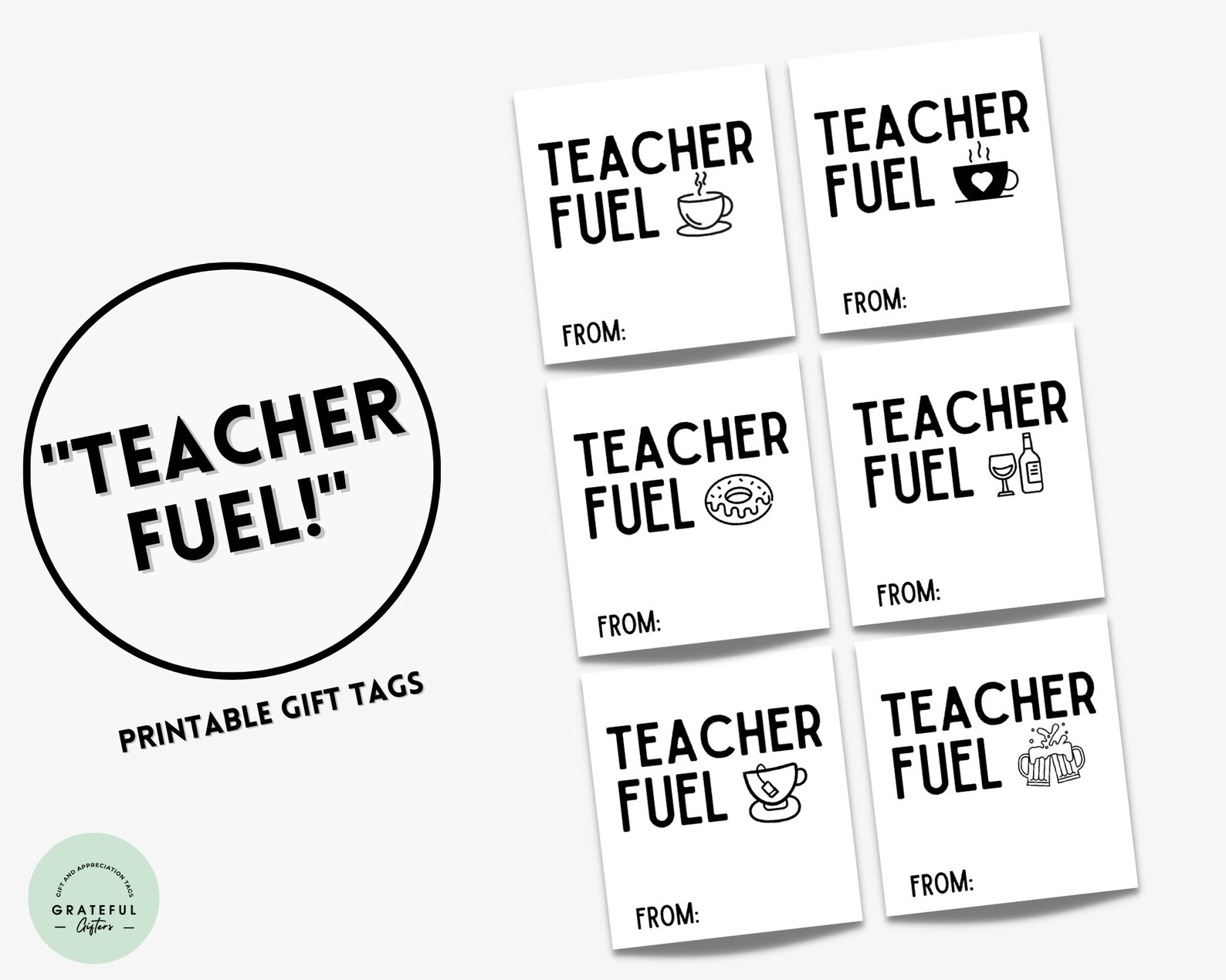 Teacher Fuel Gift Tags Appreciation for Teachers Gift Tag Teacher Gift ...