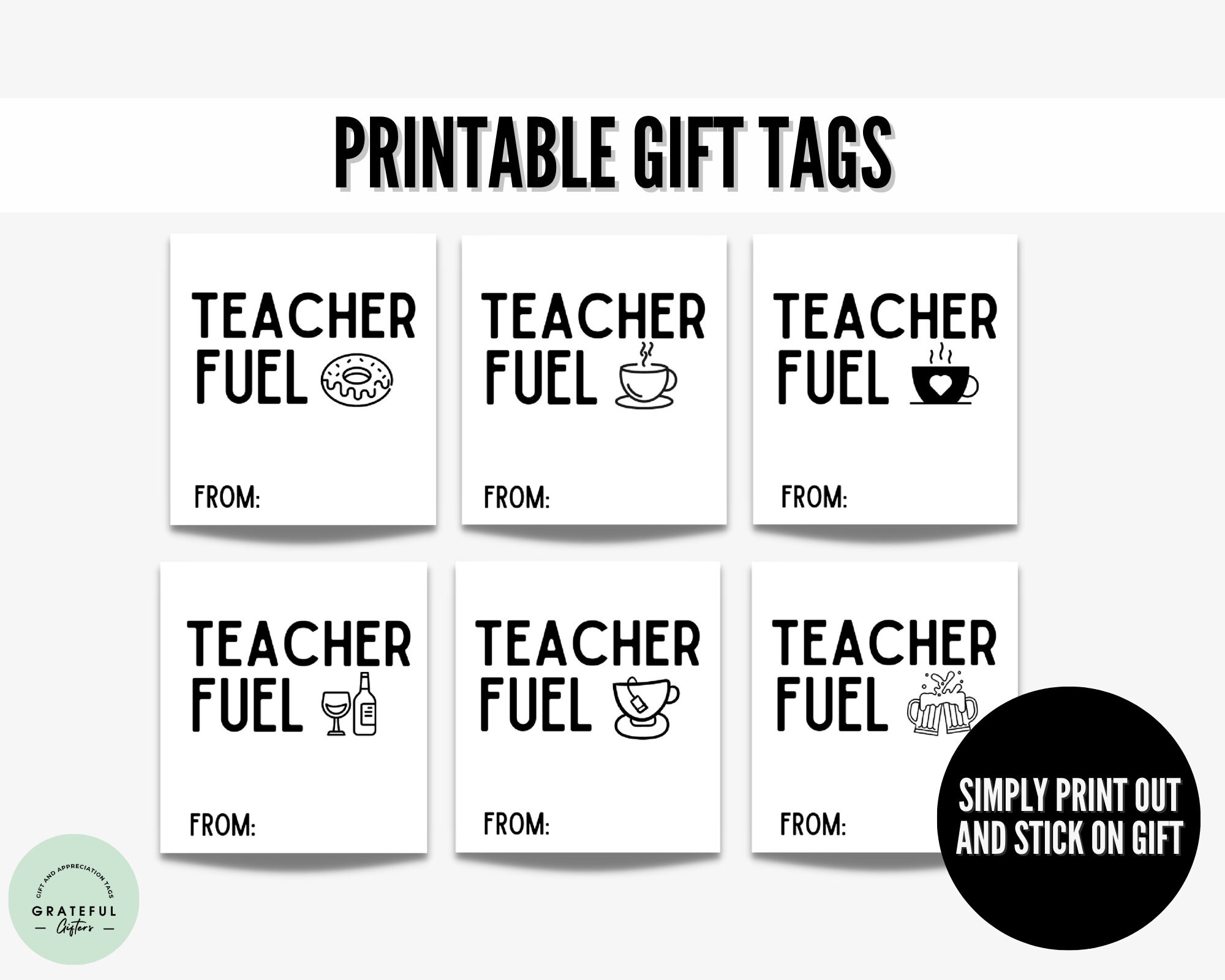 Teacher Fuel Gift Tags Appreciation for Teachers Gift Tag Teacher Gift ...
