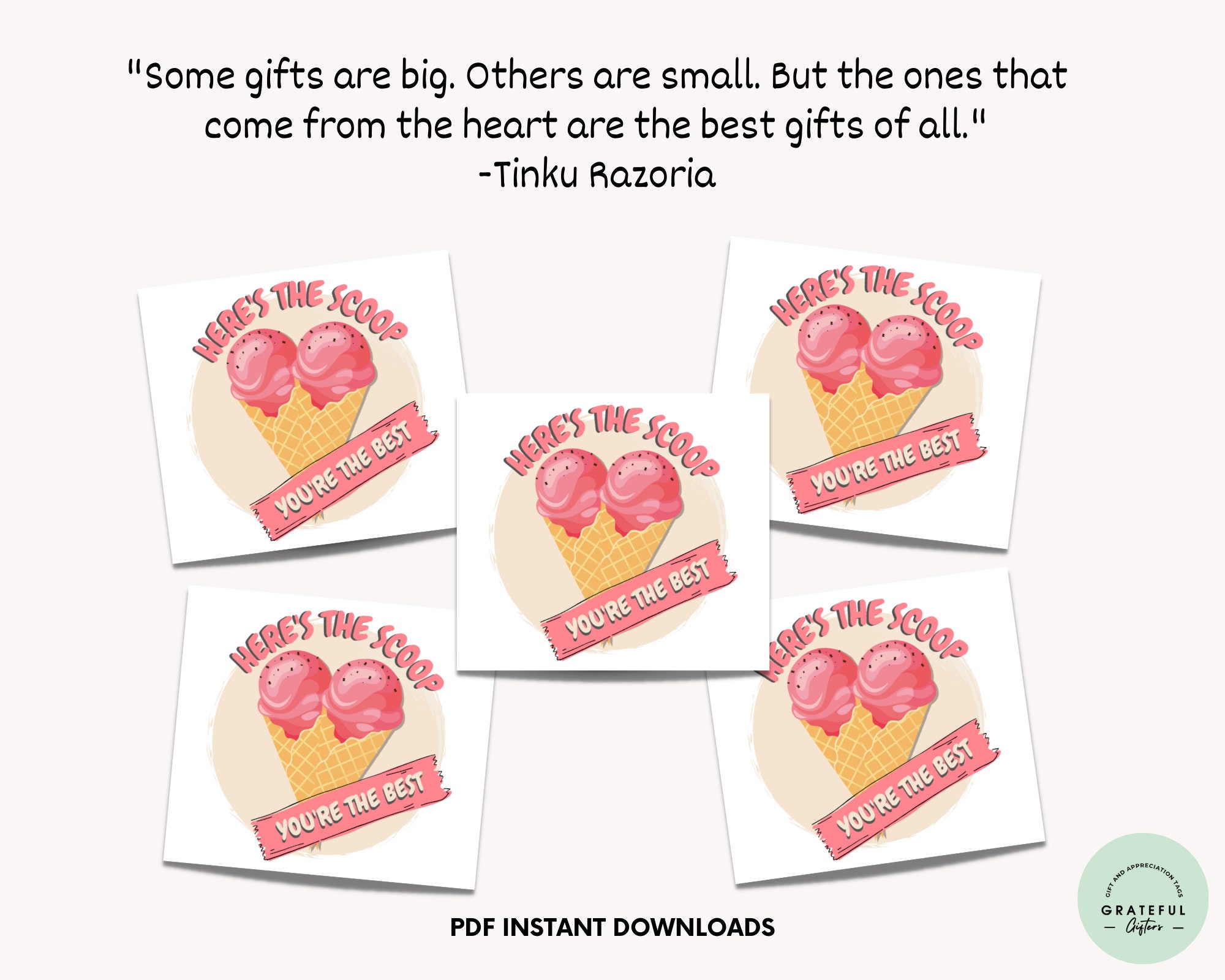 Here's the Scoop You're the Best Gift Tags for Kids Ice Cream ...