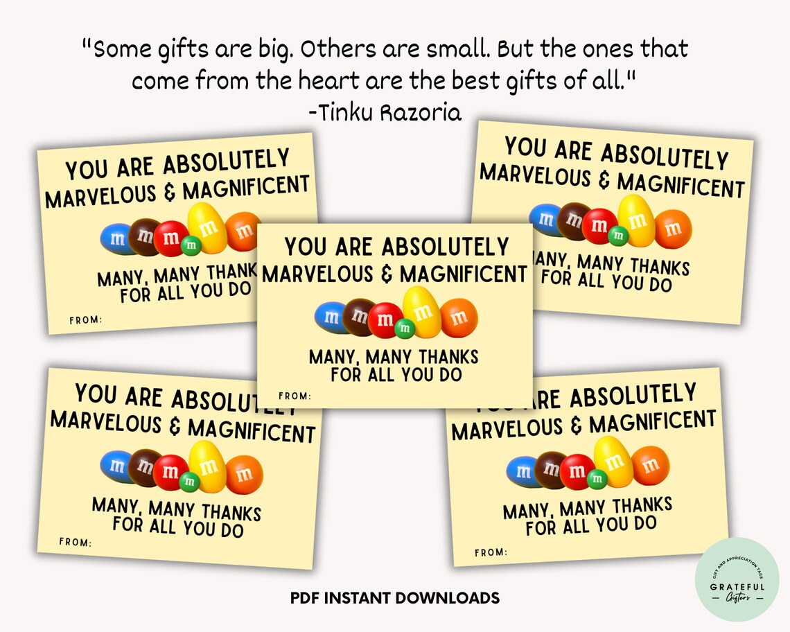 PRINTABLE You Are Absolutely Marvelous and Magnificent!, Candy Gift ...