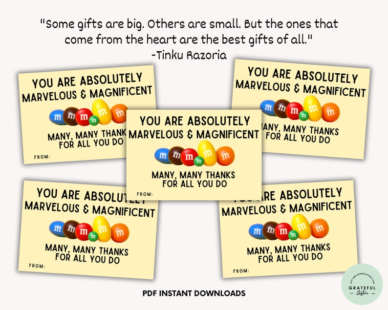 PRINTABLE You Are Absolutely Marvelous and Magnificent!, Candy Gift ...