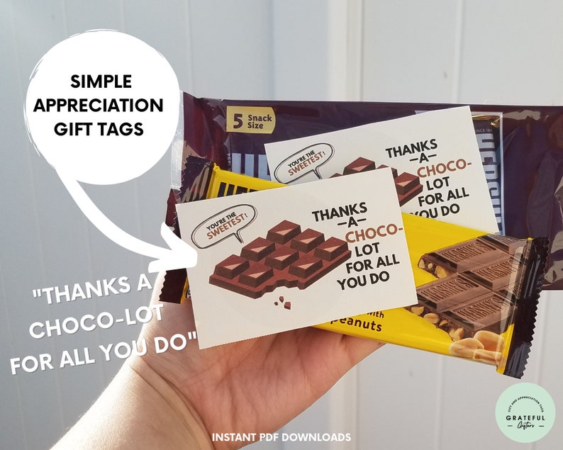 Thanks A Chocolot for All You Do Chocolate Thank You Gift Tags ...