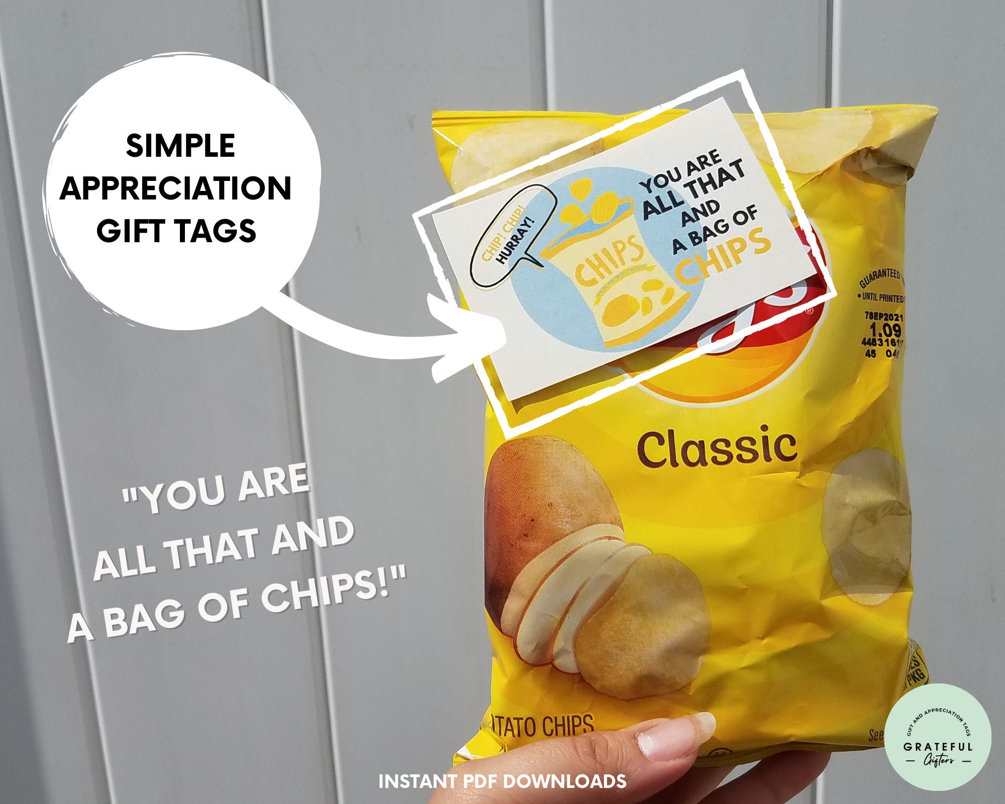 You Are All That and A Bag of Chips Thank You Gift Tags Snack Tag Staff ...