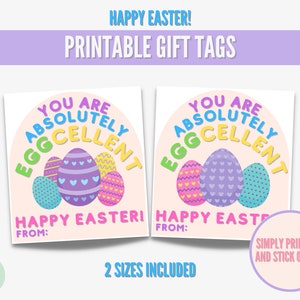 PRINTABLE You Are Absolutely Eggcellent Easter Egg Tags Easter Tags ...