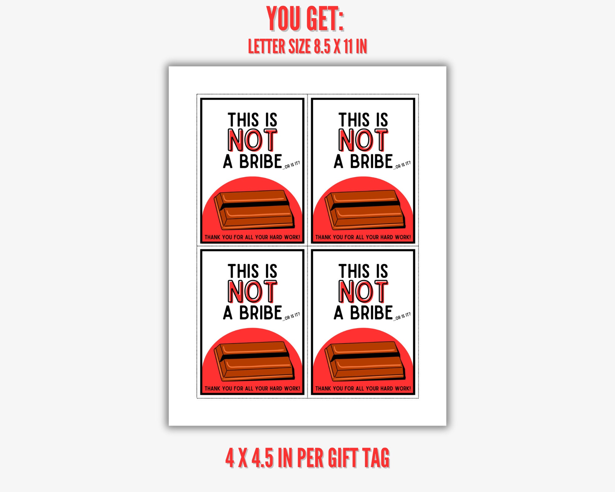 This is Not A Bribe Gift Tags Kit Kat Bar Gift Staff Appreciation ...
