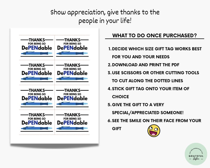 Thanks for Being so Dependable Thank You Gift Tags Appreciation for ...