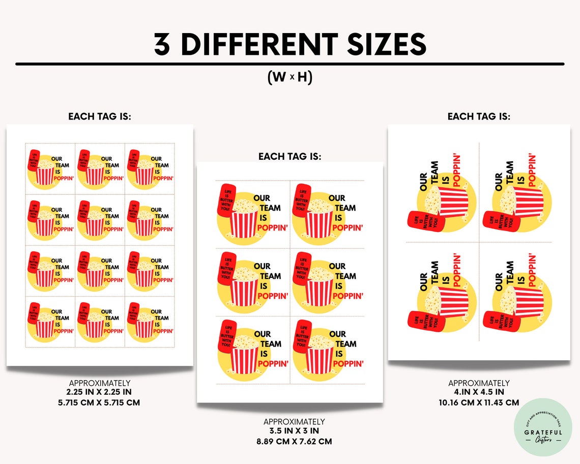 PRINTABLE Our Team is Poppin Gift Tags Popcorn Appreciation for ...