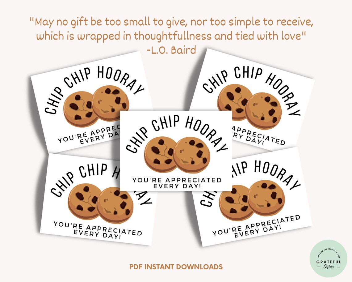 Chip Chip Hooray You're Appreciated Every Day Gift Tags - Etsy