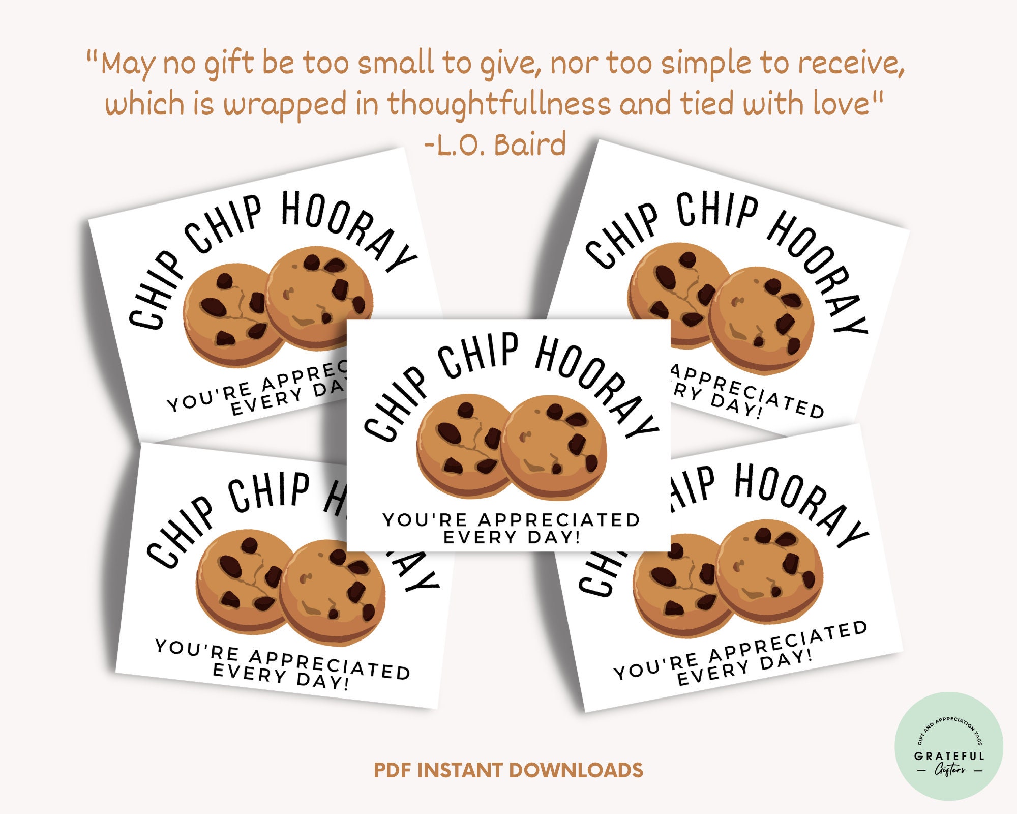 Chip Chip Hooray, You're Appreciated Every Day Gift Tags Appreciation ...