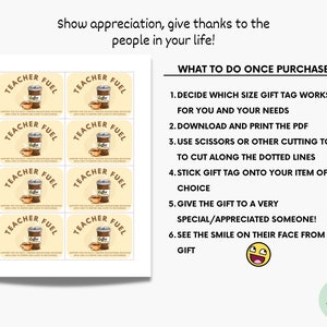 Teacher Fuel Printable Gift Tags Gifts for Teachers School Appreciation ...
