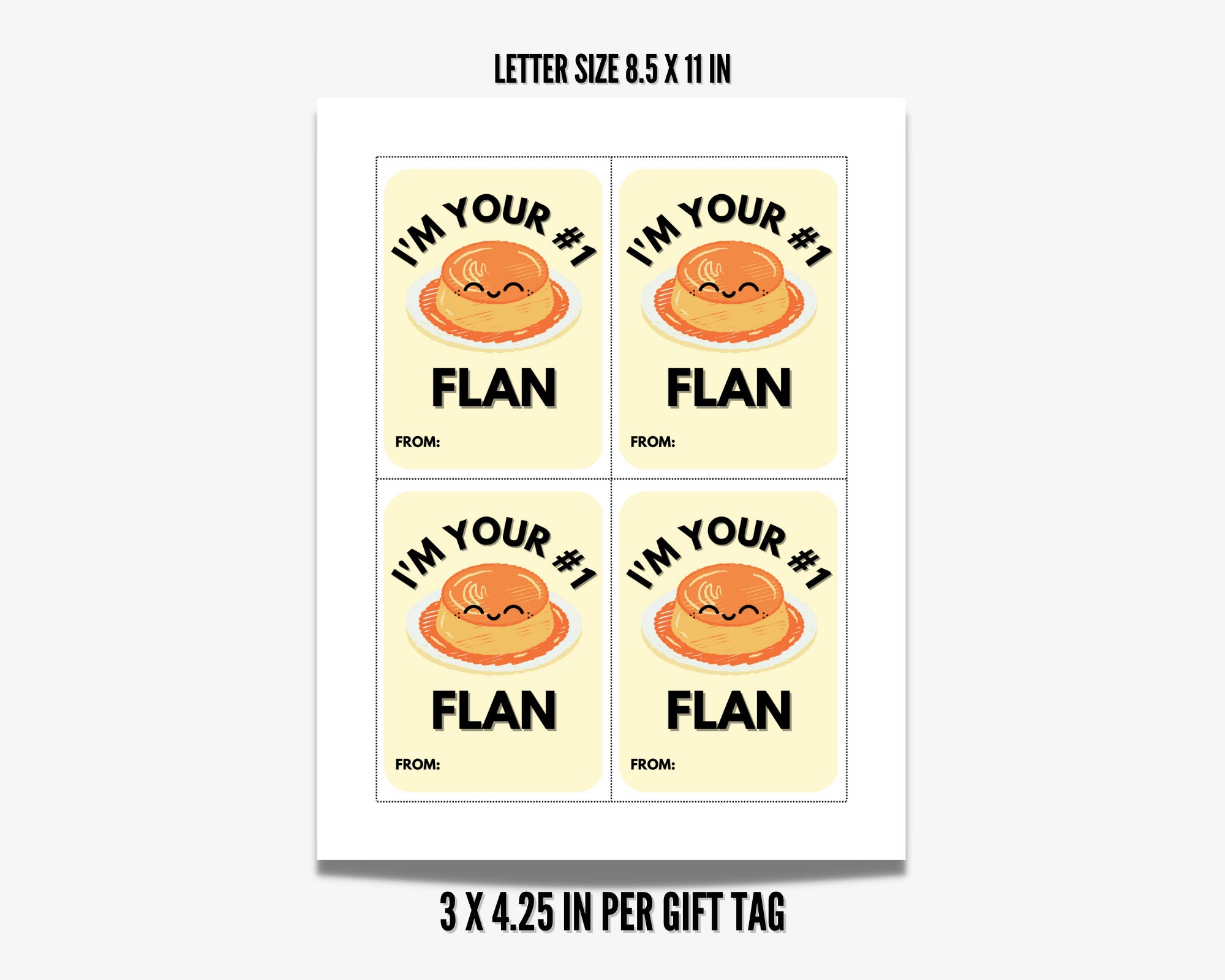 I'm Your #1 Flan Gift Tags Fun Appreciation for Teacher PDF Nurse Gift ...